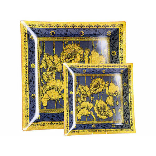 Столовый сервиз для закусок Royal, 7 штук, стеклокерамика, синий и золотистый цвет (Иранское стекло)