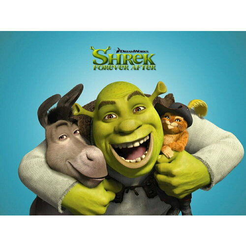 Плакат, постер на холсте Shrek/Шрек навсегда/комиксы/мультфильмы. Размер 42 х 60 см