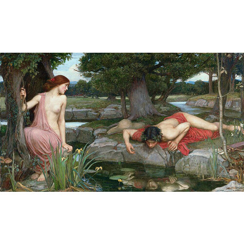 "Эхо и Нарцисс", Уотерхаус, Джон, картина для интерьера (репродукция) (105х60 см / на подрамнике)