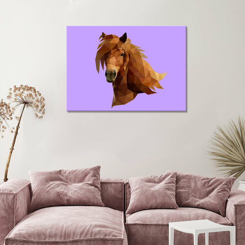 Интерьерная картина на холсте - Лошадь на сиреневом фоне геометрический арт 60х80