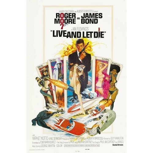 Плакат, постер на бумаге Джеймс Бонд 08-Живи и дай умереть (Live and Let Die), Гай Хэмилтон. Размер 60 х 84 см