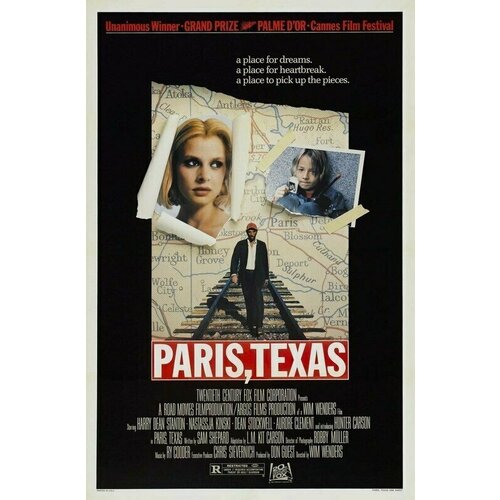 Плакат, постер на бумаге Париж, Техас (Paris, Texas), Вим Вендерс. Размер 21 х 30 см