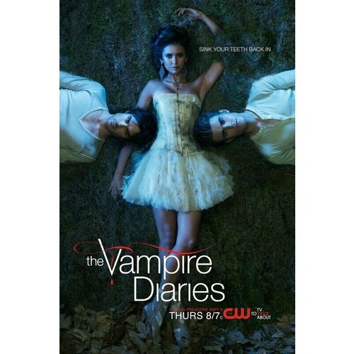 Плакат, постер на бумаге Дневники вампира (The Vampire Diaries), Крис Грисмер, Джошуа Батлер, Маркос Сига. Размер 60 х 84 см