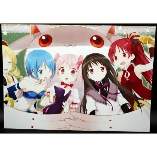 Плакат, постер на холсте Девочка волшебница Мадока, Maho Shojo Madoka Magica. Размер 21 х 30 см