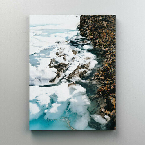 Интерьерная картина на холсте "Куски льда в реке у берега" размер 30x40 см