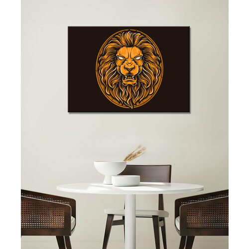 Картина - Лев, лев арт, лев царь зверей, голова льва (7) 40х60