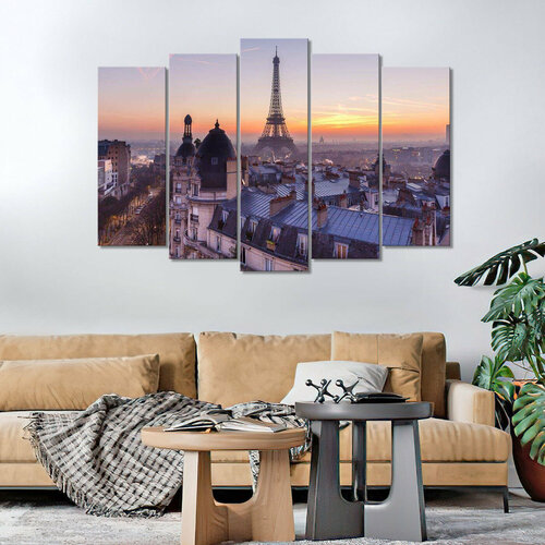 Модульная картина/Модульная картина на холсте/Модульная картина в подарок/ Париж Эйфелева башня - Paris Eiffel Tower 125х85