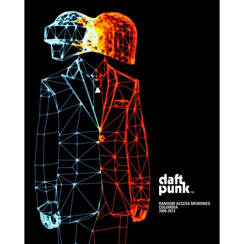 Плакат, постер на бумаге Daft Punk Neon/Дафт Панк в Неоне. Размер 21 х 30 см