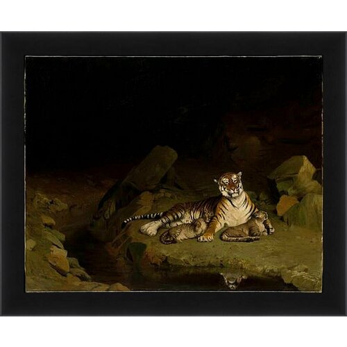 Плакат, постер на холсте Tiger and Cubs-Тигр и детеныши. Жан-Леон Жером. Размер 60 на 84 см