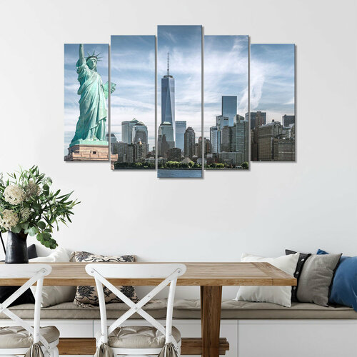 Модульная картина на холсте/ Городской пейзаж/ Нью-Йорк Статуя Свободы/New York City Statue of Liberty 150х100