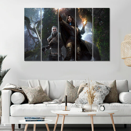 Модульная картина/Модульная картина на холсте/Модульная картина в подарок/Geralt and Yennifer The Witcher - Геральт и Йеннифер Ведьмак 125х80