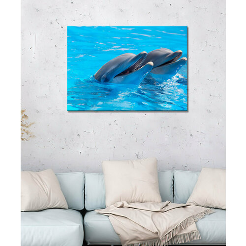 Картина - дельфин, экзотический дельфин, живая природа, дельфин в море (11) 30х40