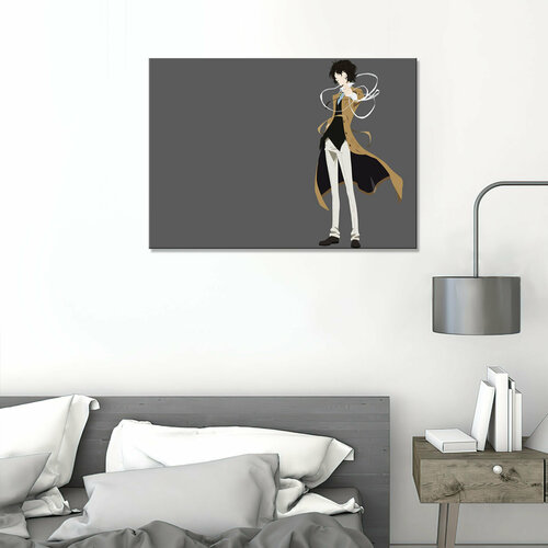 Интерьерная картина на холсте - Дазай минимализм на сером фоне 40х60