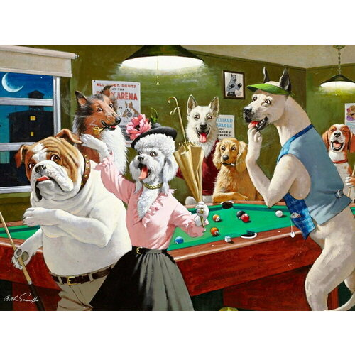 Плакат, постер на холсте Coolidge Cassius/Рафаэль Санти-Собаки Играют/искусство/арт/абстракция/творчество. Размер 42 на 60 см