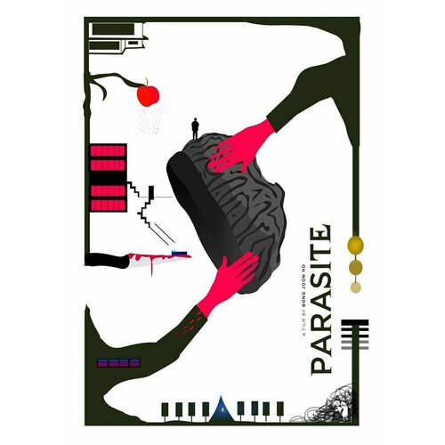 Плакат, постер на холсте Паразиты (Parasite), Пон Джун-хо. Размер 21 х 30 см