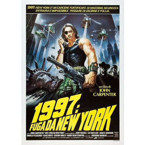 Плакат, постер на бумаге Побег из Нью-Йорка (Escape from New York, 1981г). Размер 60 х 84 см