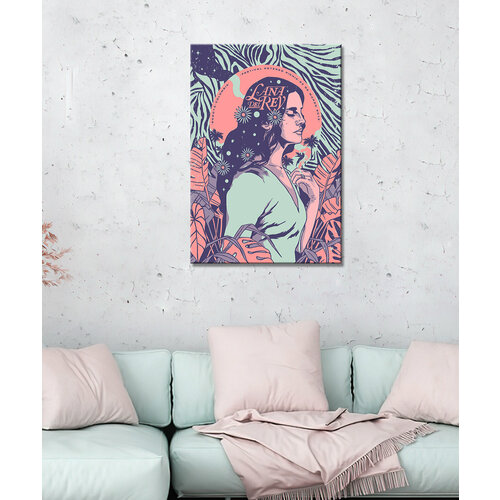 Картина/Картина на холсте для интерьера/Картина на стену/Картина для кухни/ -Lana Del Ray голубая зебра 20х30