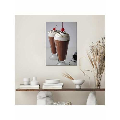 Картина на холсте с подрамником Шоколадный коктейль с вишенкой 40х60