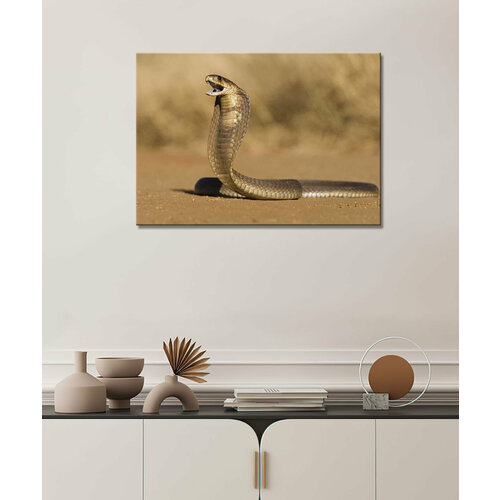 Картина - змея, королевская кобра, ядовитая змея, большая змея, кожа змеи (10) 40х60