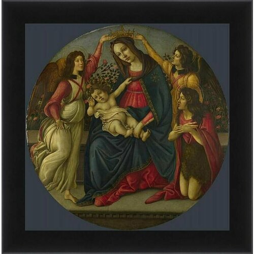 Плакат, постер на бумаге The Virgin and Child with Saint John and Two Angels. Сандро Боттичелли. Размер 21 на 30 см