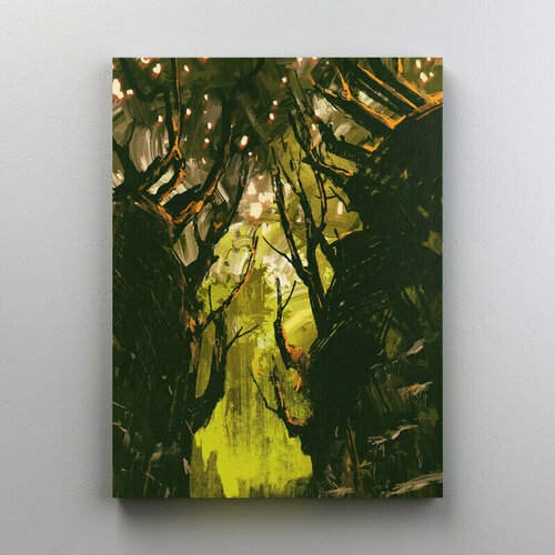 Интерьерная картина на холсте "Таинственный лес с необычными деревьями" размер 30x40 см