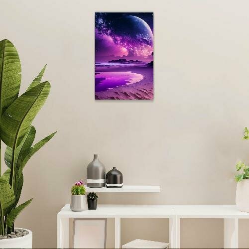 Картина на холсте 40x60 Альянс Лес "Розовое небо, звезды, планета" на подрамнике / интерьер/ декор