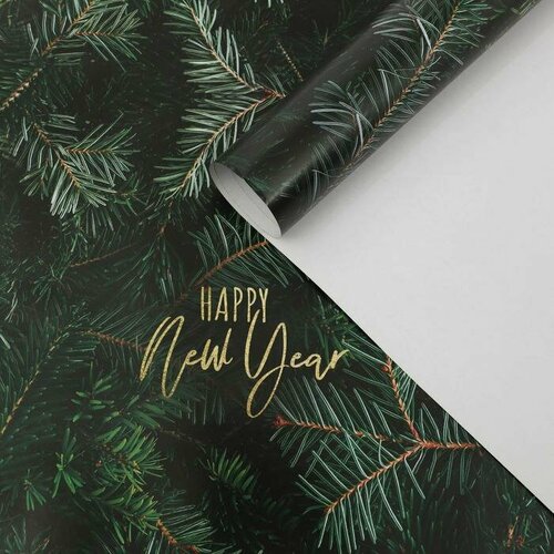 Бумага упаковочная глянцевая Happy new year , 70 х 100 см (3 штуки)