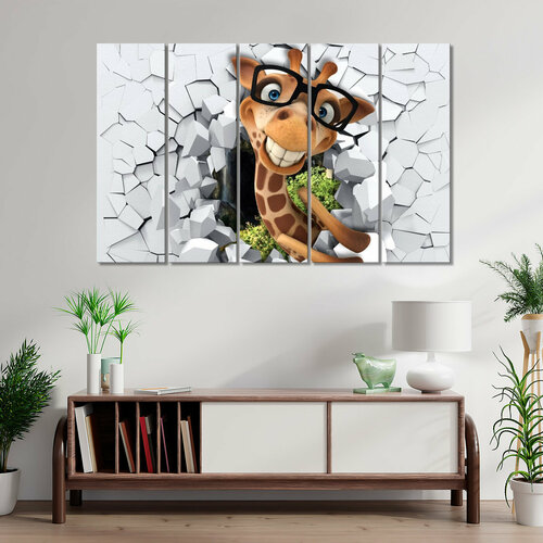 Модульная картина/Модульная картина на холсте/Модульная картина в подарок/ Веселый жираф/Jolly Giraffe 150х100