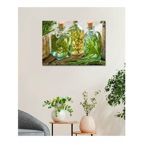 Картина на холсте с подрамником баночки с душистыми травами 50х70