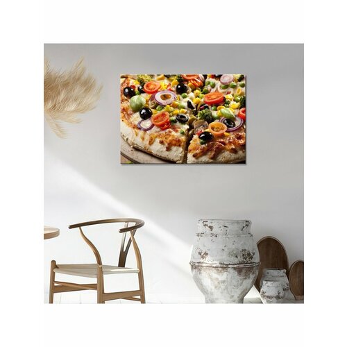 Картина на холсте с подрамником Красивая пицца с овощами 50х70