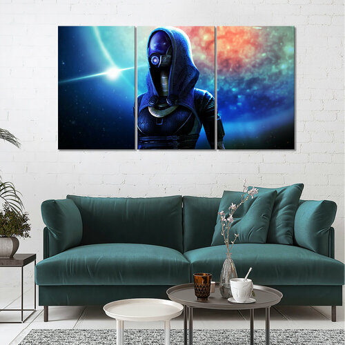 Модульная картина/Модульная картина на холсте/Модульная картина в подарок/Mass Effect Tali Zorah - Масс Эффект Тали Зора 90х50