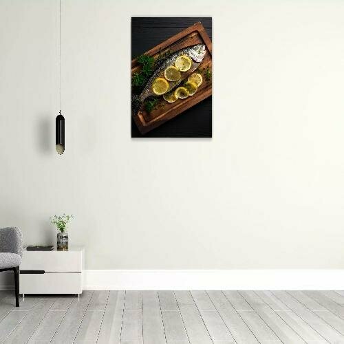 Картина на холсте 40x60 Альянс Лес "Рыба, лимон, блюдо" на подрамнике / интерьер/ декор