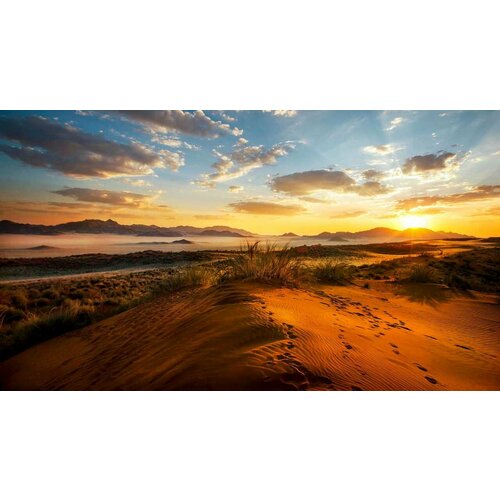 Картина на холсте 60x110 Альянс Лес "Природа пустыня Африка закат" на подрамнике / интерьер/ декор