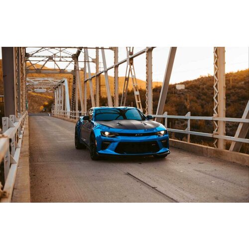 Картина на холсте 60x110 Альянс Лес "Chevrolet, вид спереди, синий" на подрамнике / интерьер/ декор