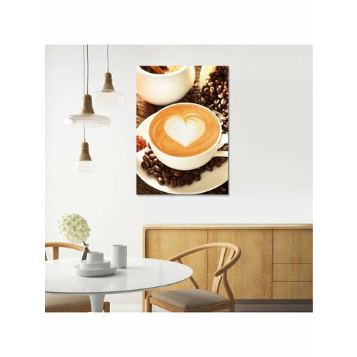 Картина на холсте с подрамником Кофе пенка с сердечком 60х80