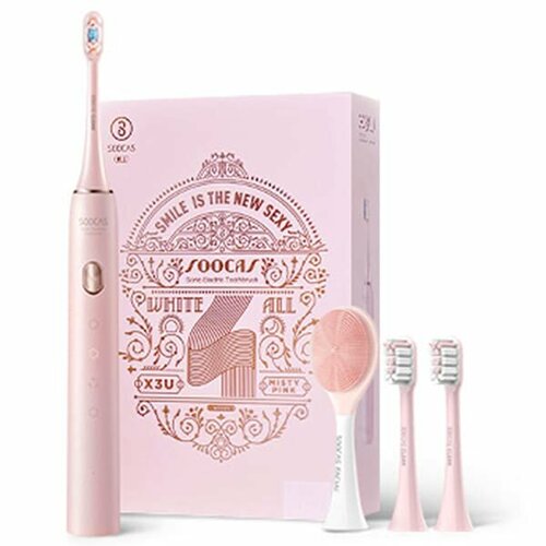 Электрическая зубная щетка Xiaomi Soocas Electric Toothbrush X3U (2 насадки+1 щеточка для очистки лица) Розовый