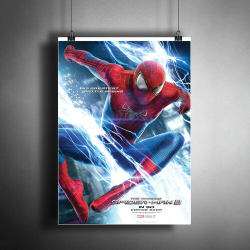 Постер плакат для интерьера "Фильм: Новый Человек-паук: Высокое напряжение. The Amazing Spider-Man 2 (2014). Комиксы Марвел" / A3 (297 x 420 мм)