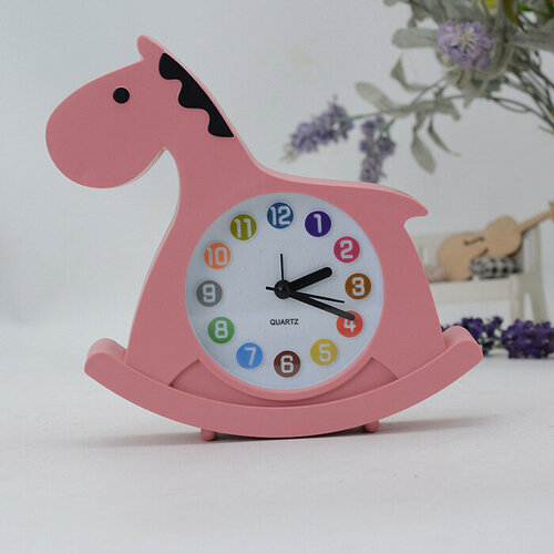 Детские настольные часы-будильник "Лошадка" Цвет: розовый