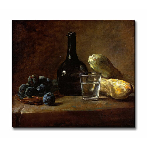 Картина для интерьера на холсте Жан Батиста Шардена «Натюрморт со сливами» 52х60, холст натянут на подрамник