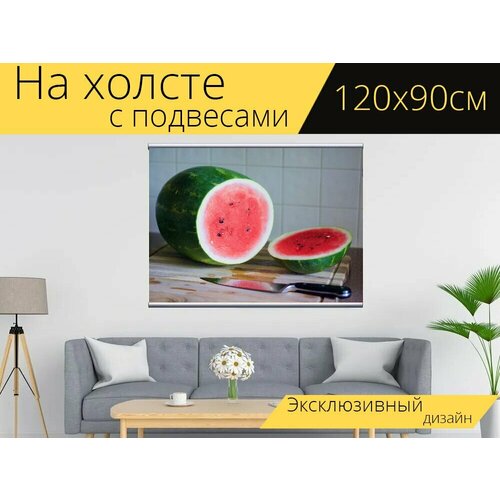 Картина на холсте "Еда, фрукты, натюрморт" с подвесами 120х90 см. для интерьера