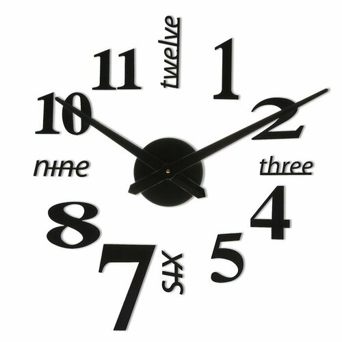 SUI Часы-наклейка, серия: DIY, d-120 см, мин. стрелка 39 см, ч. стрелка 31.5 см, черные