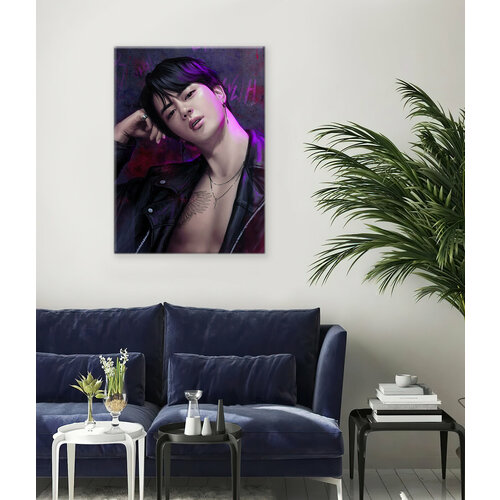 Картина/Картина на холсте/Картина на холсте для интерьера/Картина на стену/Картина в подарок для дома/- Ким Сокджин с тату BTS арт 30х40