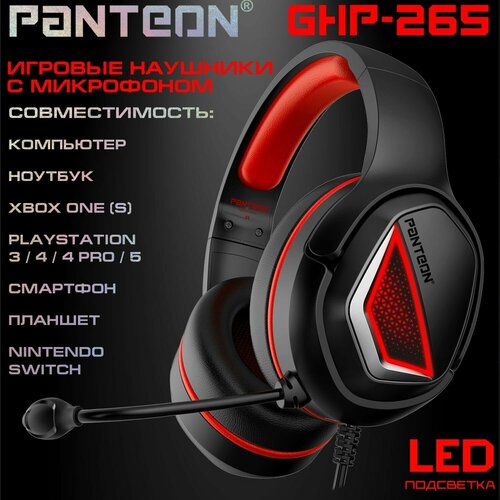 Игровые наушники С микрофоном PANTEON GHP-265 черный- красный