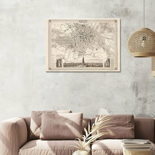 Картина/Картина на холсте/Картина на холсте для интерьера/ Картина на стену/ Картина в подарок для дома/ - Карта Берлина 19 век 30х40