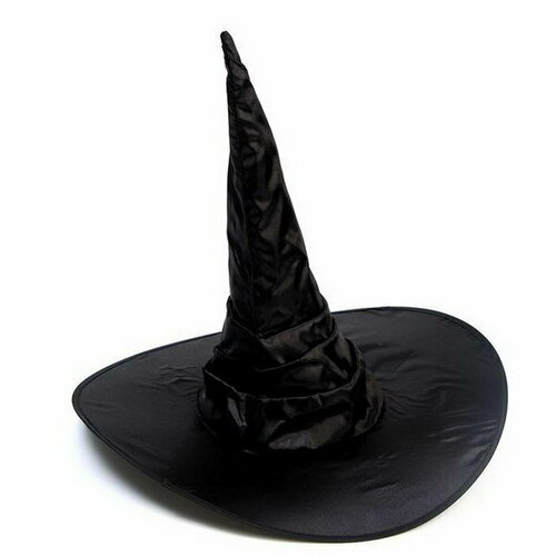 Шляпа "Ведьмочка" драпированная, блестящая, чёрная