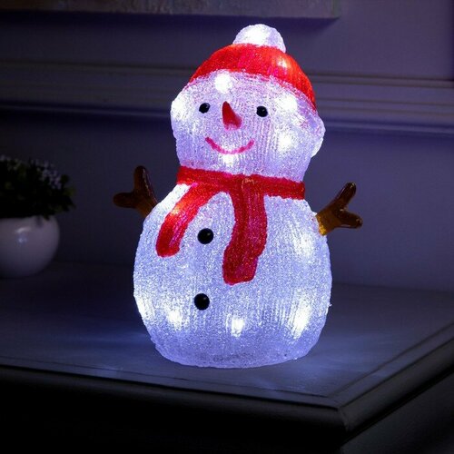 Luazon Lighting Светодиодная фигура «Снеговик» 15 × 16 × 10 см, акрил, 20 LED, батарейки АА × 3, свечение белое