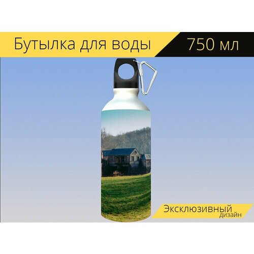 Бутылка фляга для воды "Поллок, парк, глазго" 750 мл. с карабином и принтом