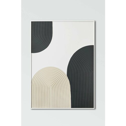Картина для интерьера рельефная DECORMARKT Арки бежевые и черные, в белой рамке 50х70 см