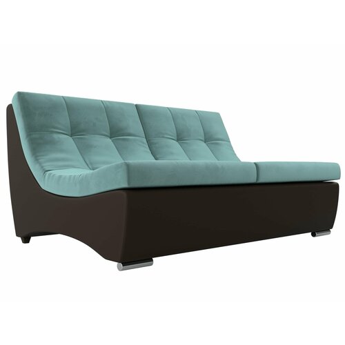 Модуль Монреаль диван, Велюр бирюзовый, Экокожа коричневая