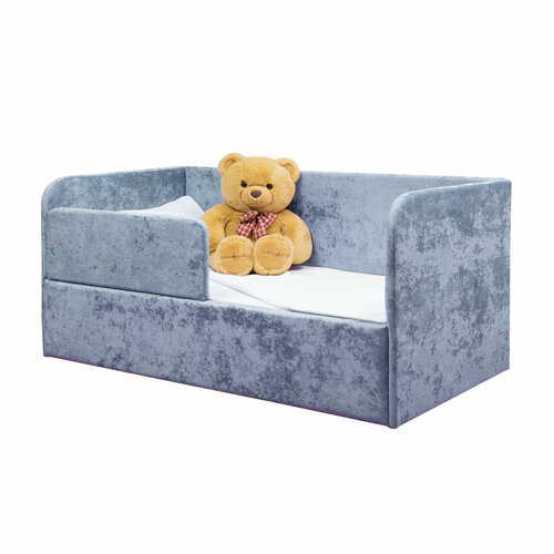 Кровать-диван Непоседа 200*90 голубая , с защитным бортиком, универсальный угол сборки